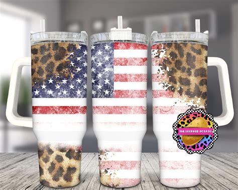 American Flag Cheetah Print 40 Oz Tumbler Wrap Digital Design Etsy
