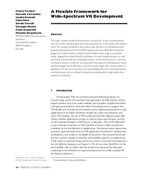pdf a flexible framework for wide‐spectrum vr development