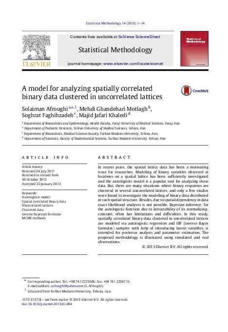Pdf A Model For Analyzing Spatially Correlated Binary Data Clustered