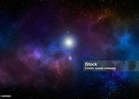 스타 더스트와 빛나는 별과 공간 배경 현실적인 우주와 색상 성운 다채로운 은하 3d 일러스트레이션 거리가 먼에 대한 스톡 사진