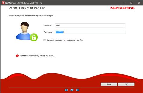 Cant Login “authentication Failed Please Try Again ” Nomachine Forum