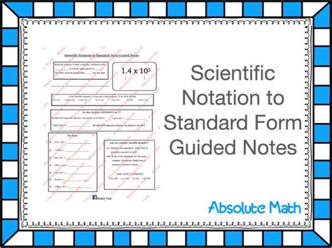 Scientific Notation To Standard Form Guided Notes Teaching Resources