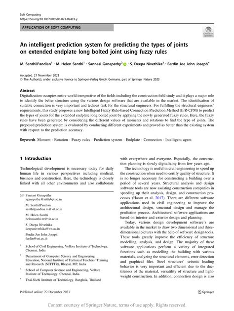 An Intelligent Prediction System For Predicting The Types Of Joints On Extended Endplate Long