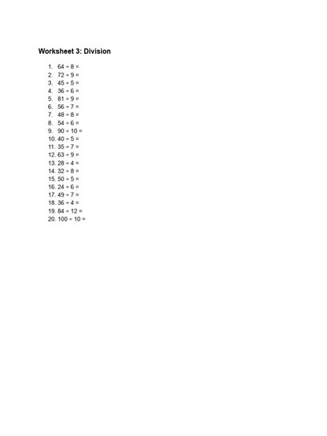 Worksheet 3 Division Pdf