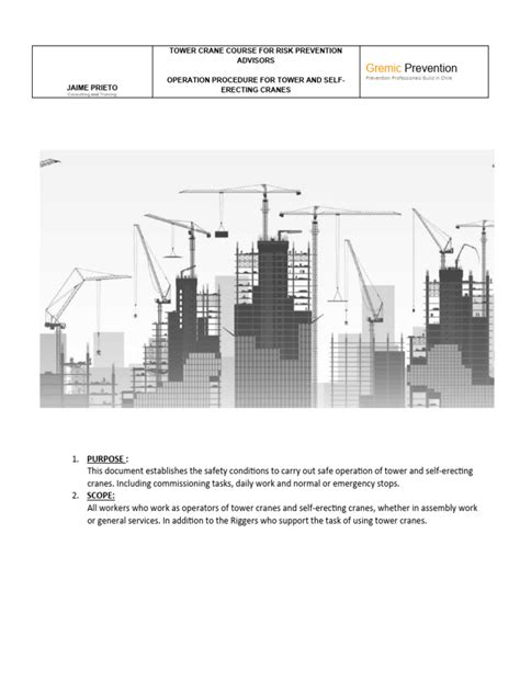 Operating Procedure For Tower And Self Erecting Cranes 9918
