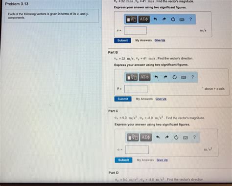 solved each of the following vectors is given in terms of