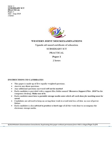 Ict Paper2 Western Joint Mock Examinations Pdf Computer File