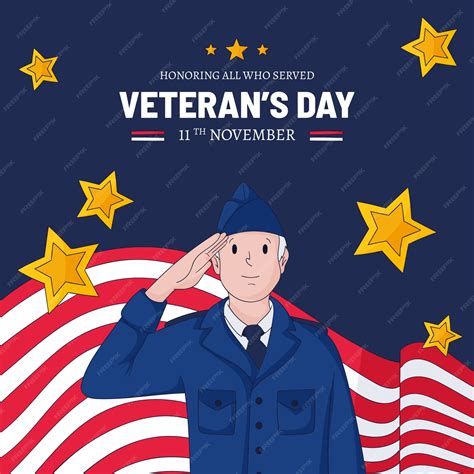 Premium Vector Hand Drawn Illustration For Us Veterans Day Holiday