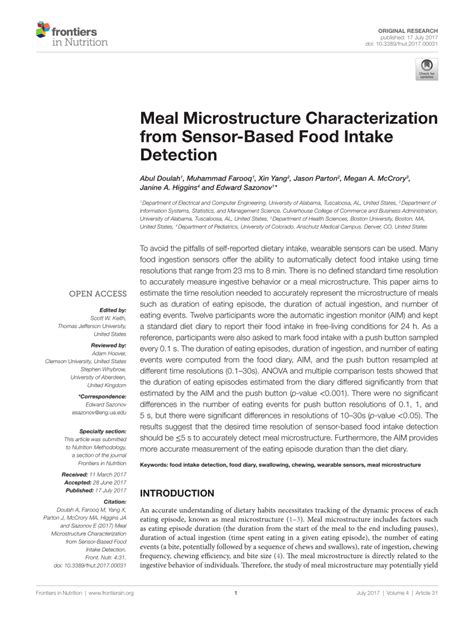 Pdf Meal Microstructure Characterization From Sensor Based Food Intake Detection
