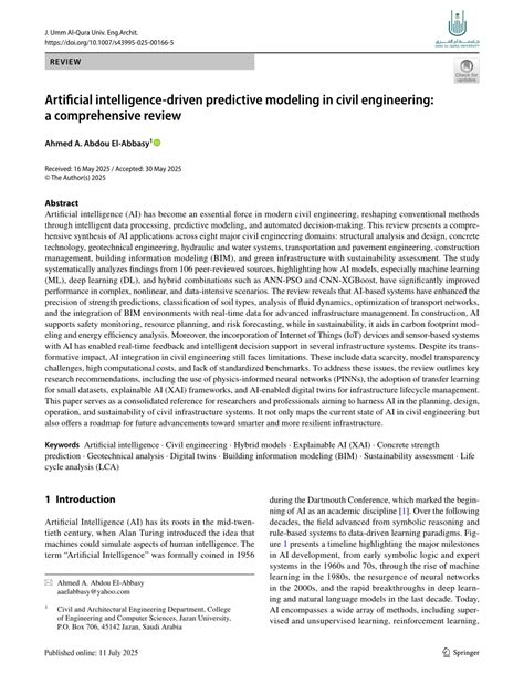 Pdf Artificial Intelligence Driven Predictive Modeling In Civil Engineering A Comprehensive