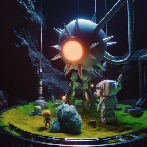 Premium Photo A Close Up Of A Small Robot And A Small Robot On A Green Field Generative Ai