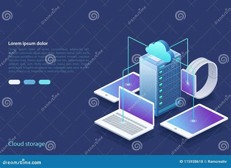 Data Center Concept Of Cloud Storage Data Transfer Stock Vector