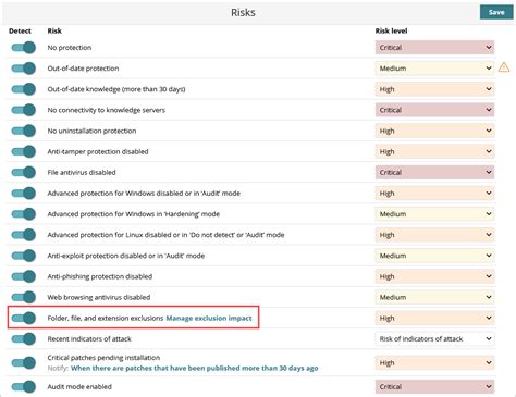 Configure Risk Type — Manage Exclusion Impact