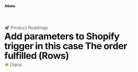 Add Parameters To Shopify Trigger In This Case The Order Fulfilled Rows 🚀 Product Roadmap
