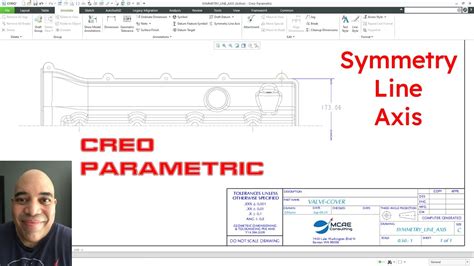 Creo Parametric Symmetry Line Axis Drawings Youtube