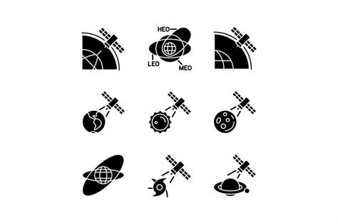 Satellites Functions Icons Set Masterbundles