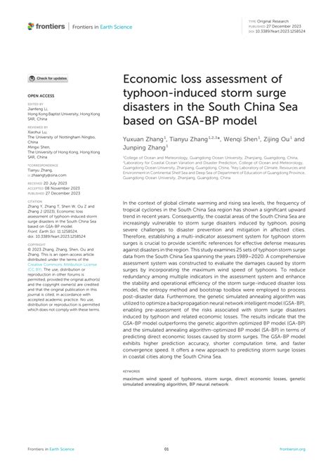 Pdf Economic Loss Assessment Of Typhoon Induced Storm Surge Disasters