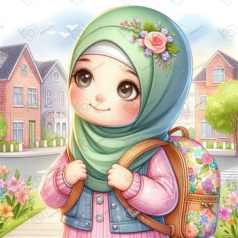 بک گراند کودکانه دانش آموز دختر با حجاب با کوله پشتی کد 42846ویژه عکس