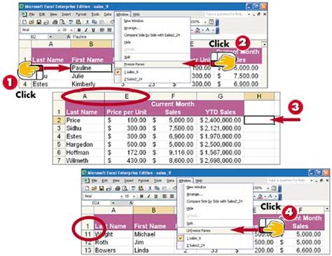 Freezing Rows And Columns Easy Microsoft Office 2003