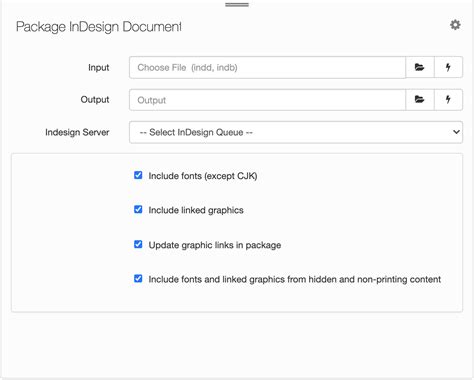 Package InDesign Document Typefi Support