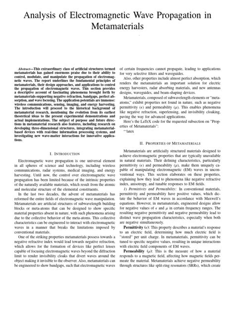 Metamaterials And Em Wave Propagation Pdf Metamaterial Waves