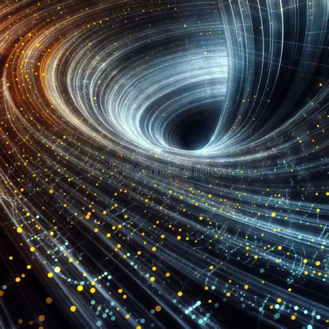 Data Tunnel Orange And Blue Lines Forming Swirling Vortex Generative Ai Stock Illustration