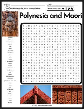Polynesia And Maori World Word Search Puzzle By Word Searches To Print