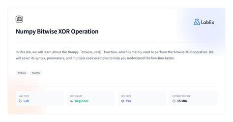Numpy Bitwise Xor Operation Labex