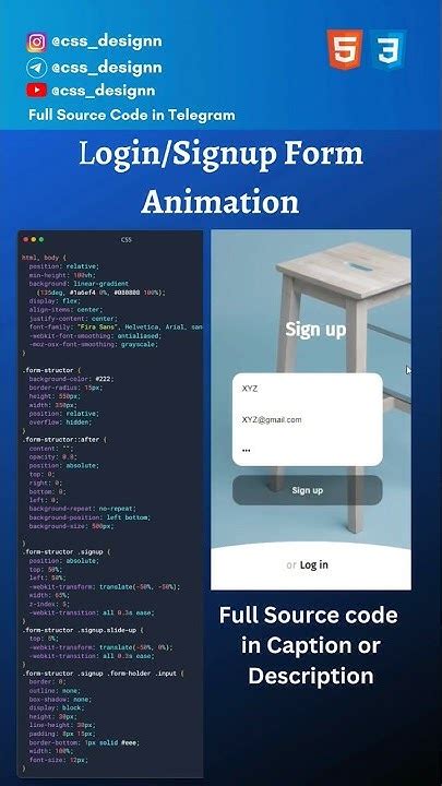 Loginsinup Form Animation Using Html Css ⚠️ Source Code In