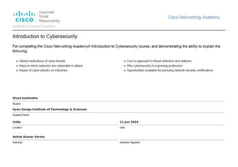 Just Completed Ciscos Introduction To Cybersecurity Course Divya Kushwaha