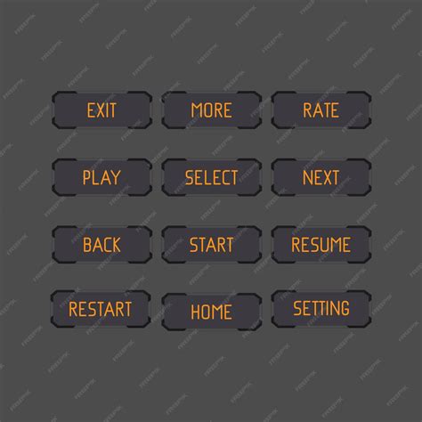 Premium Vector Menu Button Game Template Gui Kit Button Interface For