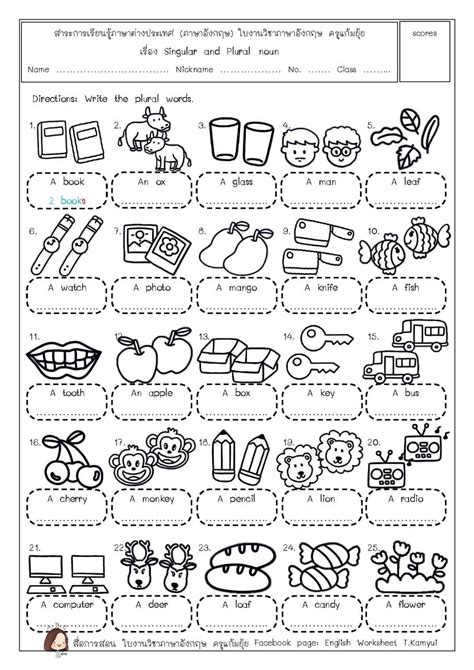 แบ่งปันใบงาน ทบทวน เรื่อง English Worksheet T Kamyui