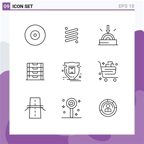 9 Thematic Vector Outlines And Editable Symbols Of Package School Cryptocurrency Drawer