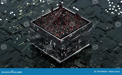 Central Processing Unit Is Analyszing Data 3d Rendering Illustration