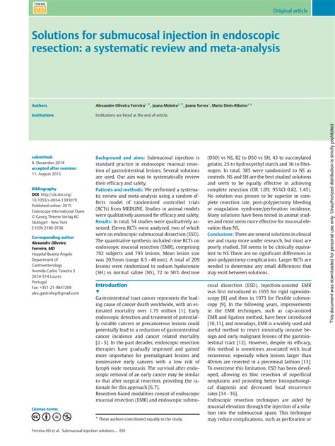 Pdf Solutions For Submucosal Injection In Endoscopic Resection A