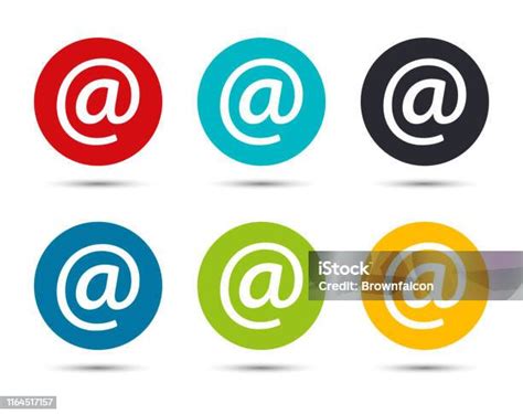 메일 주소 아이콘 플랫 라운드 버튼 세트 일러스트 디자인 0명에 대한 스톡 벡터 아트 및 기타 이미지 0명 Brand Name Online Messaging