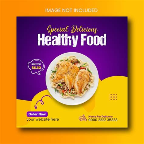 건강한 패스트 푸드 맛있는 야채 소셜 미디어 홍보 및 Instagram 배너 포스트 디자인 프리미엄 벡터