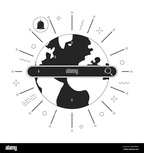 Global Web Search 2d Linear Illustration Concept Stock Vector Image And Art Alamy