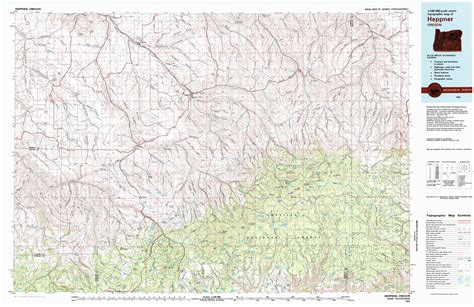 Heppner Topographical Map 1100000 Oregon Usa