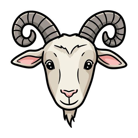 Cartoon Goat Head With Curved Horns And Pink Nose 72136946 Vector Art