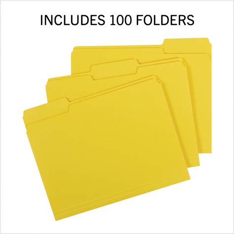 Deluxe Colored Top Tab File Folders 1 3 Cut Tabs Assorted Letter Size Yellow Light Yellow