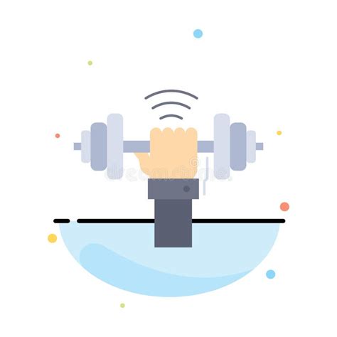 Dumbbell Gain Lifting Power Sport Flat Color Icon Vector Stock