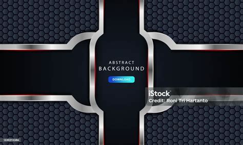 Black Abstract Overlap Background Vector Realistic Overlap Layer On Hexagon Pattern Background