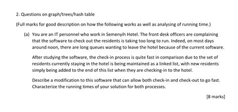 Solved 2 Questions On Graph Trees Hash Table Full Marks Chegg Com