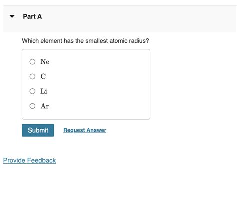 Solved Which Element Has The Smallest Atomic Radius Ne C Li Chegg Com