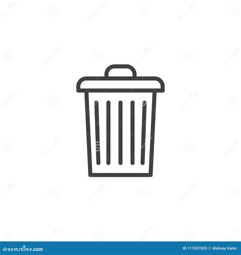 Garbage Bin Outline Icon Stock Vector Illustration Of Pictogram 111557023