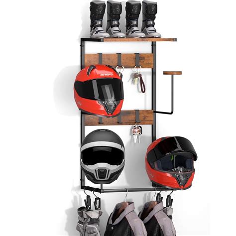 Urban Deco Motorcycle Helmet Holder Wall Mount Helmet Rack With 4 Hat