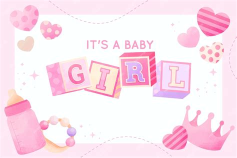 수채화 아기 소녀 배경 무료 벡터