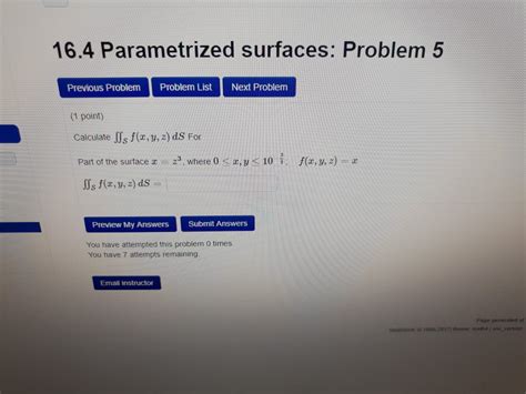 Solved 16 4 Parametrized Surfaces Problem 4 Previous