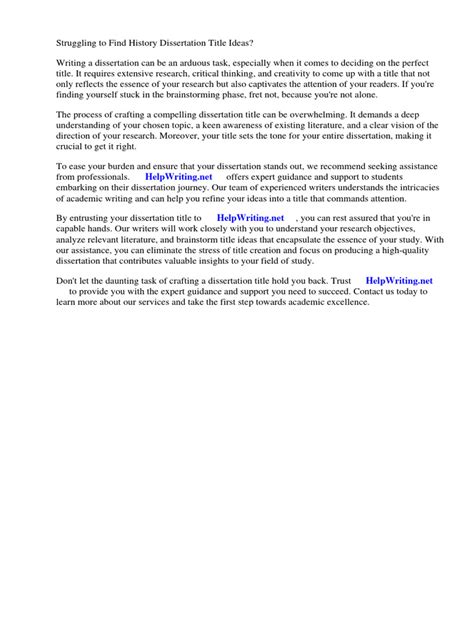 History Dissertation Title Ideas Pdf Thesis Mental Health